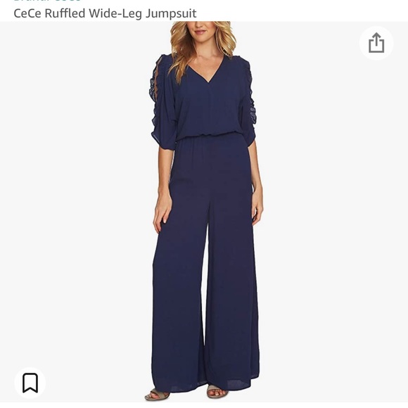 CeCe | Pants & Jumpsuits | Jumpsuit With Ruffle Open Sleeves | Poshmark